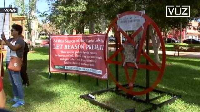 Community protests Satanic symbol in public park