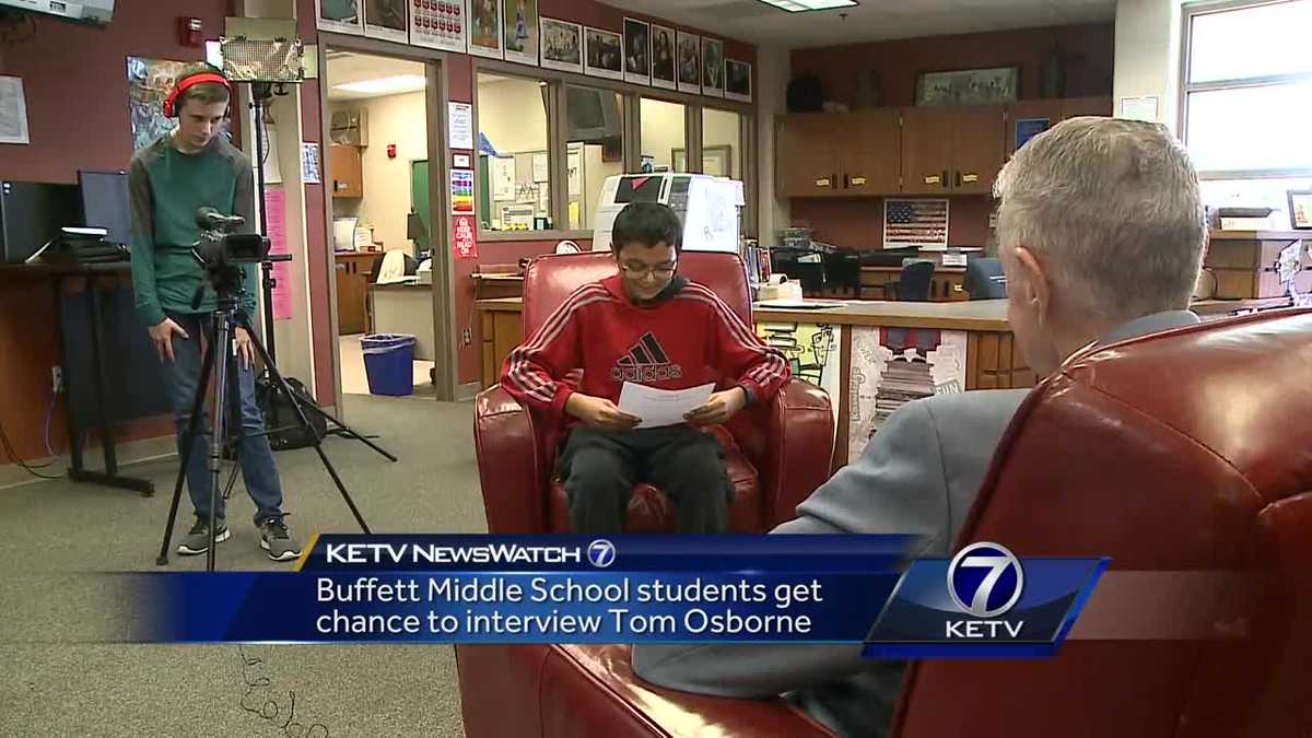 Buffett Middle School students get chance to interview Tom Osborne