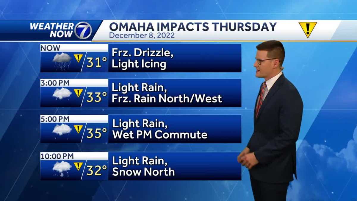 Omaha noon weather forecast for Thursday, December 8