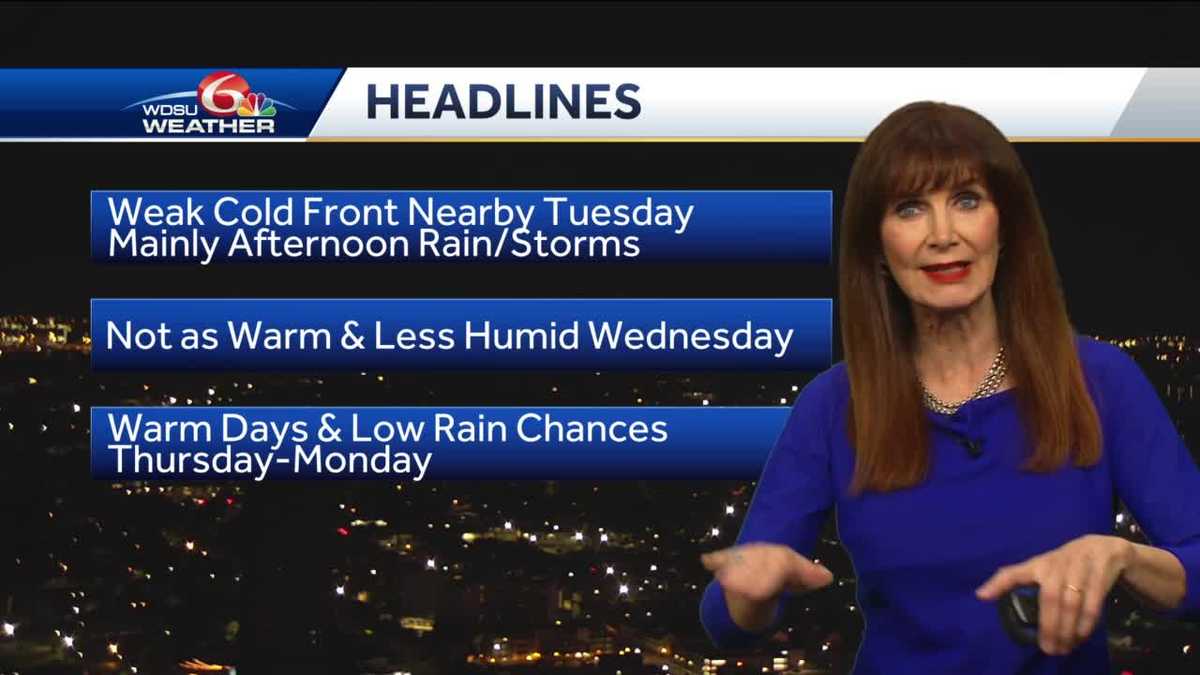Some rain Tuesday as weak cold front moves our way
