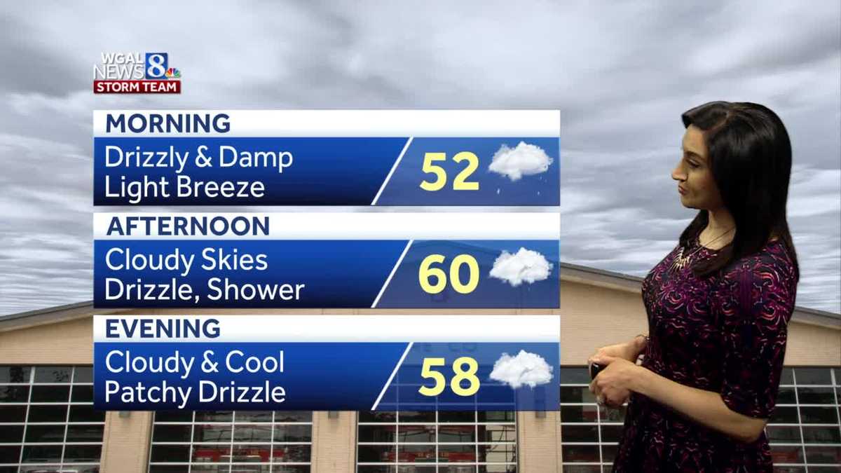 Drizzly Saturday, heavy rain possible Sunday in south-central Pennsylvania