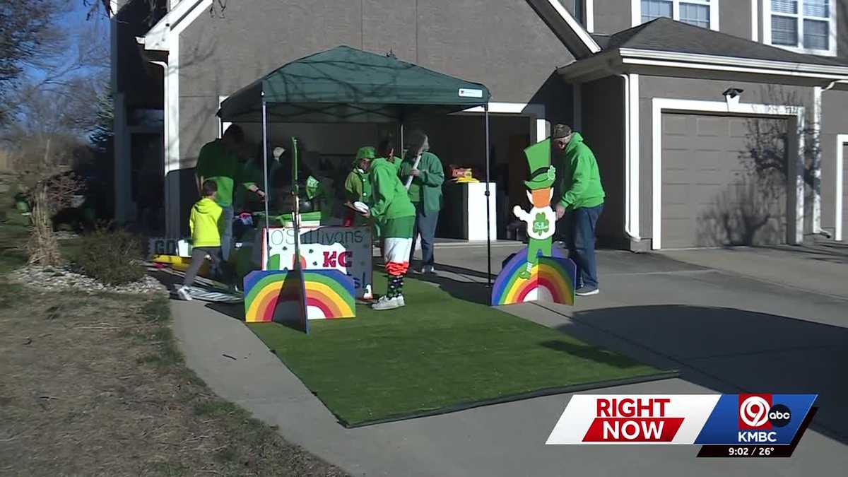 Family parade float preps for Kansas City St. Patrick's Day Parade