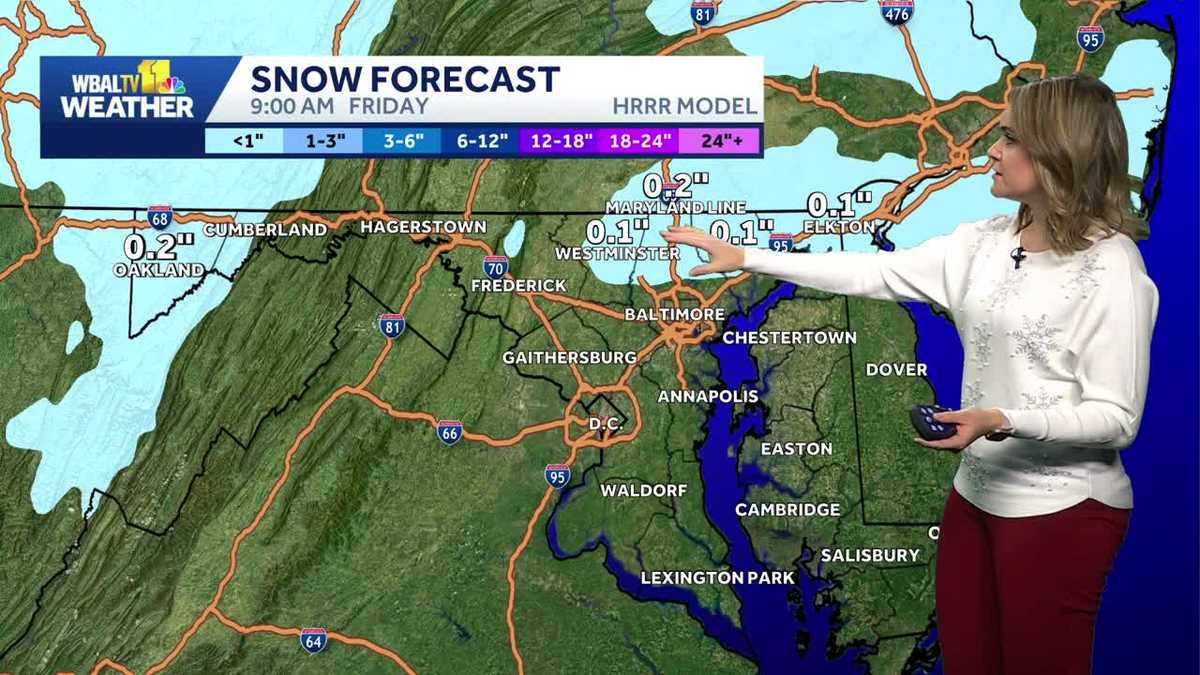 Light snow showers in Maryland into Friday Morning