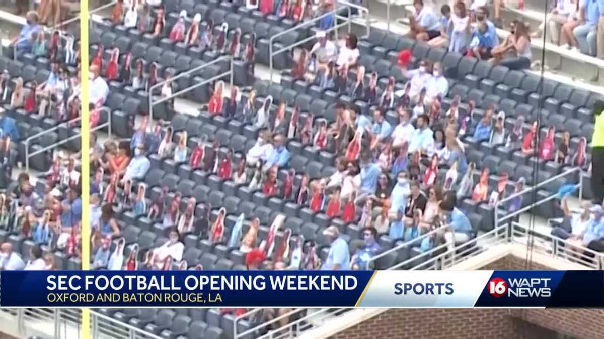 College stadiums introduce cardboard cutouts during football games