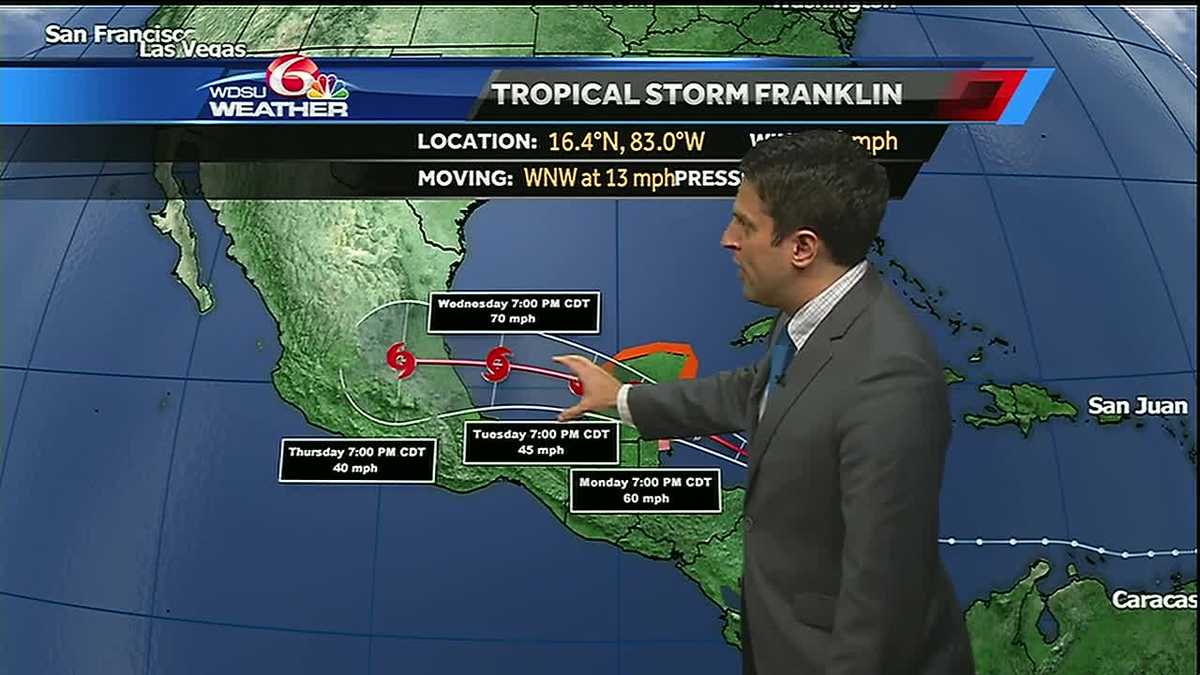 Sunday night: Tropical storm Franklin forms