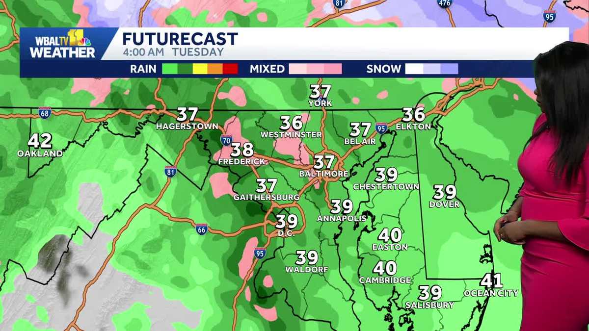 Chilly Monday with a chance for showers, flurries overnight