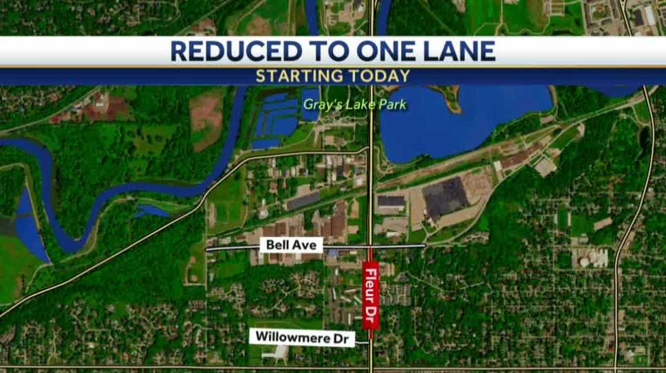Some lanes of Fleur Drive to be reduced to one lane