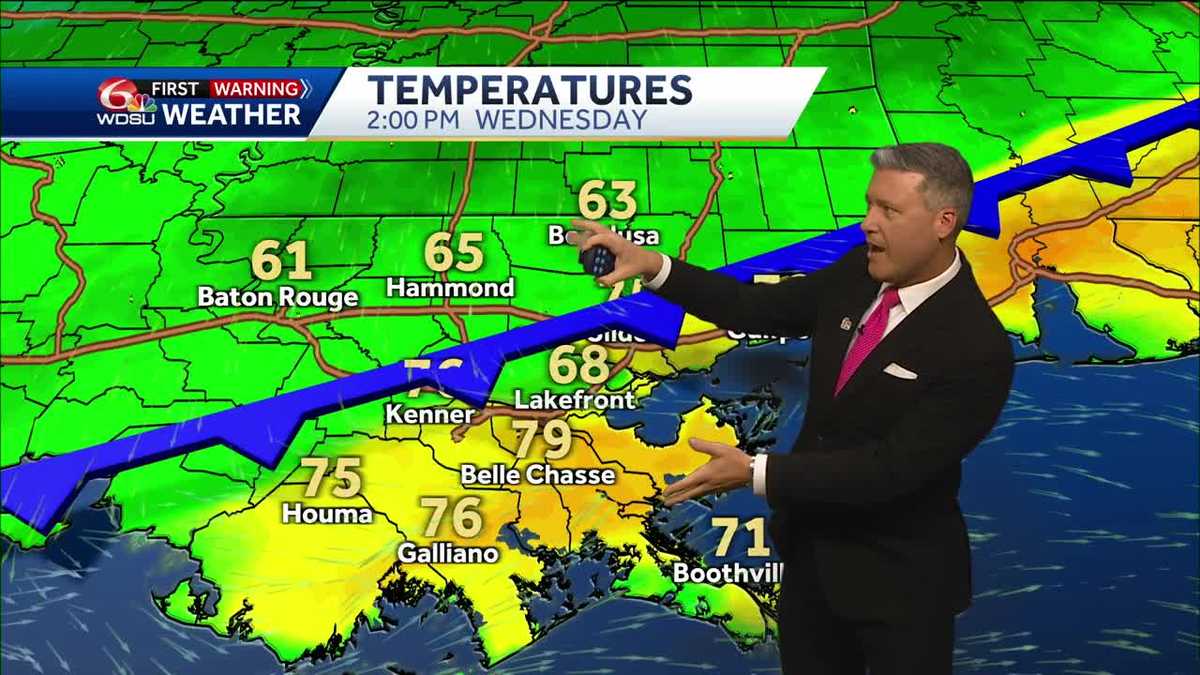 New Orleans weather forecast high temp low temp rain chance Friday