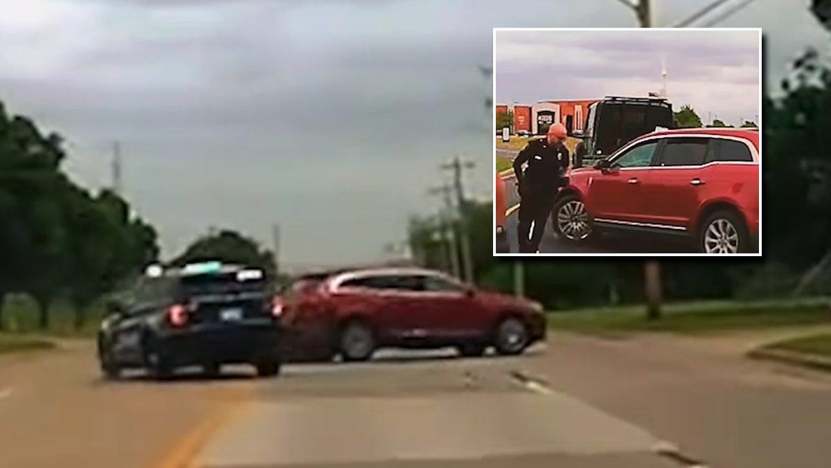 Moore police chase through church parking lot caught on camera