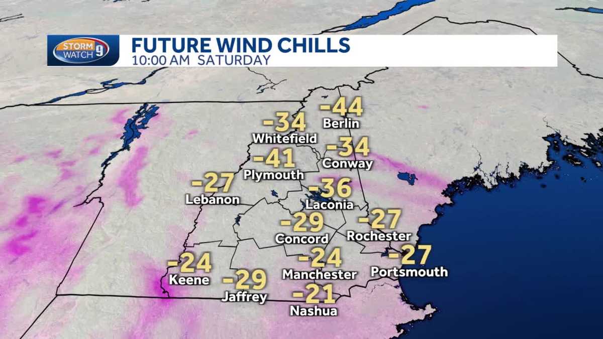 New Hampshire hourly weather: Wind chills to warm