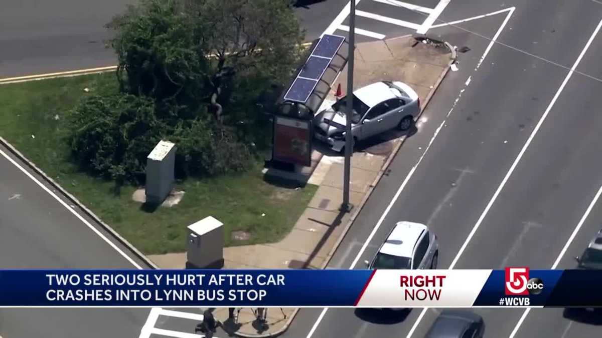 2 seriously hurt after vehicle crashes into bus stop