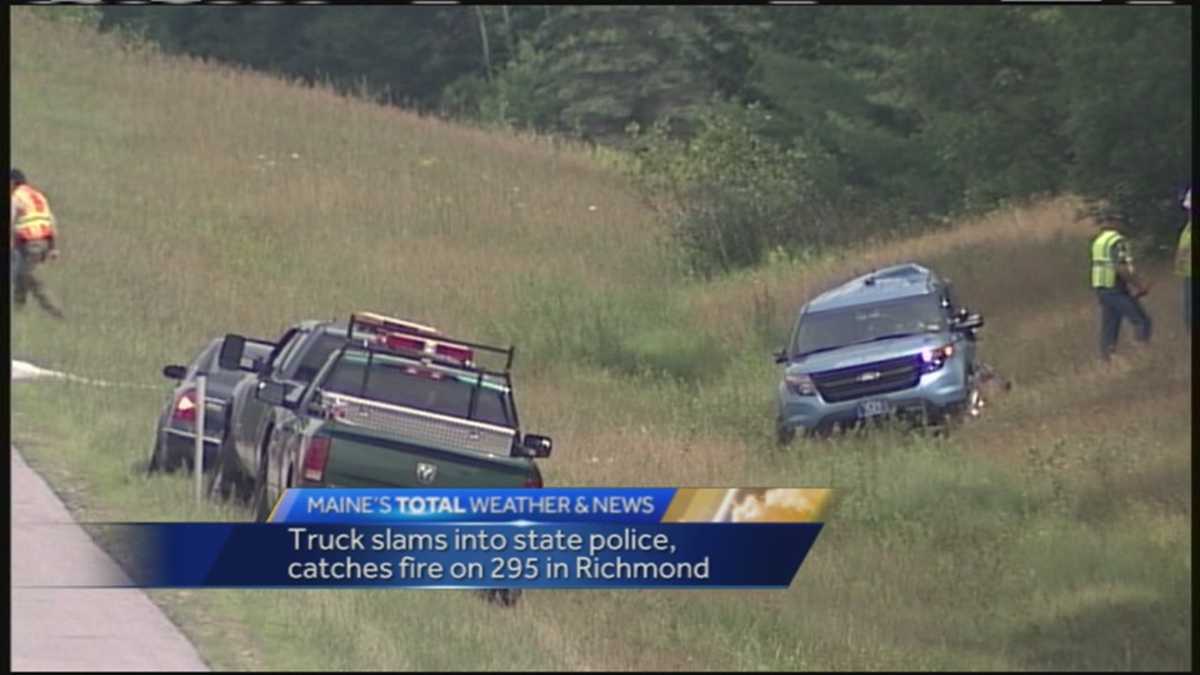 Trooper hurt when tractor-trailer slams into cruiser