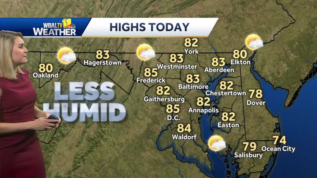 Much cooler, less humid Friday with temps only in 80's