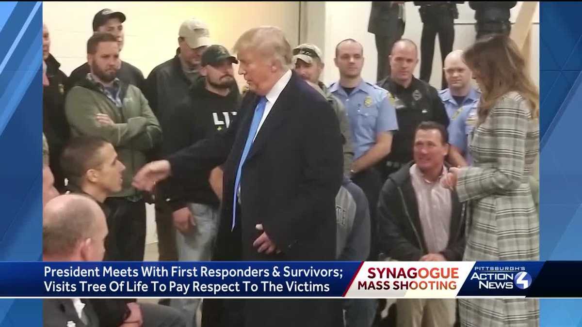President Trump meets with injured officers and with medics at hospital
