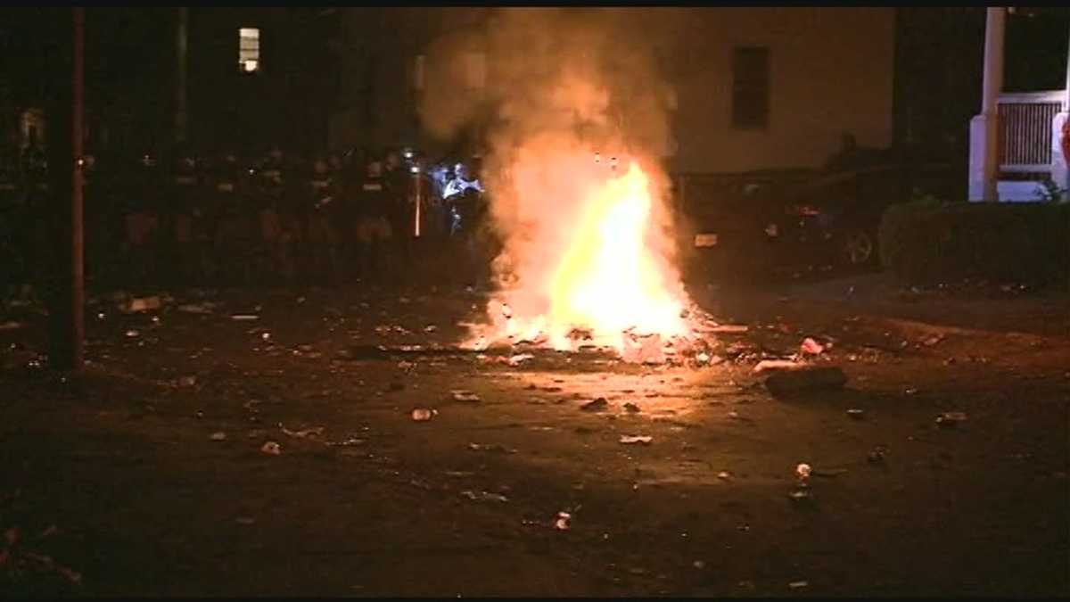 Fire Burns In Keene During Evening Riots