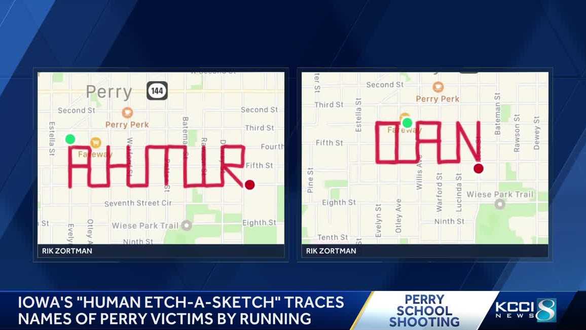 Iowa runner uses GPS to spell out names of Perry school shooting victims
