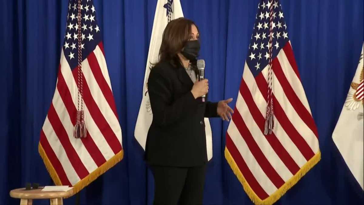 Kamala Harris talks about infrastructure plan in Concord, NH