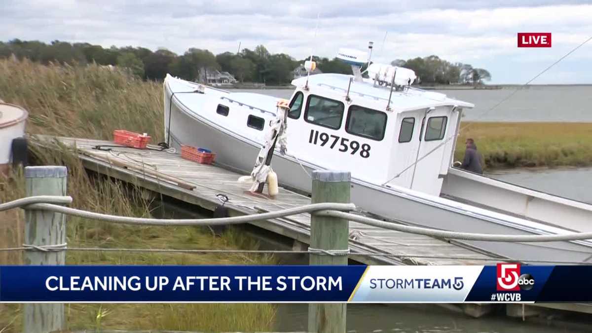 Boats stuck on land after wild storm passes through