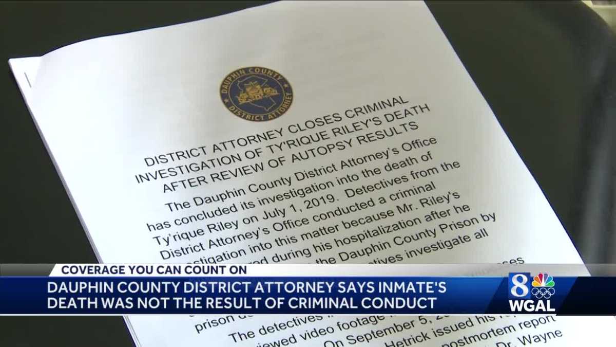 Da Dauphin County Prison Inmates Death Wasnt Result Of Criminal Conduct