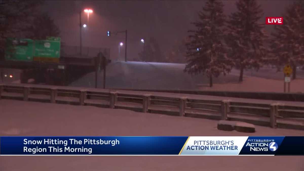 Snow-covered roads in the Pittsburgh area
