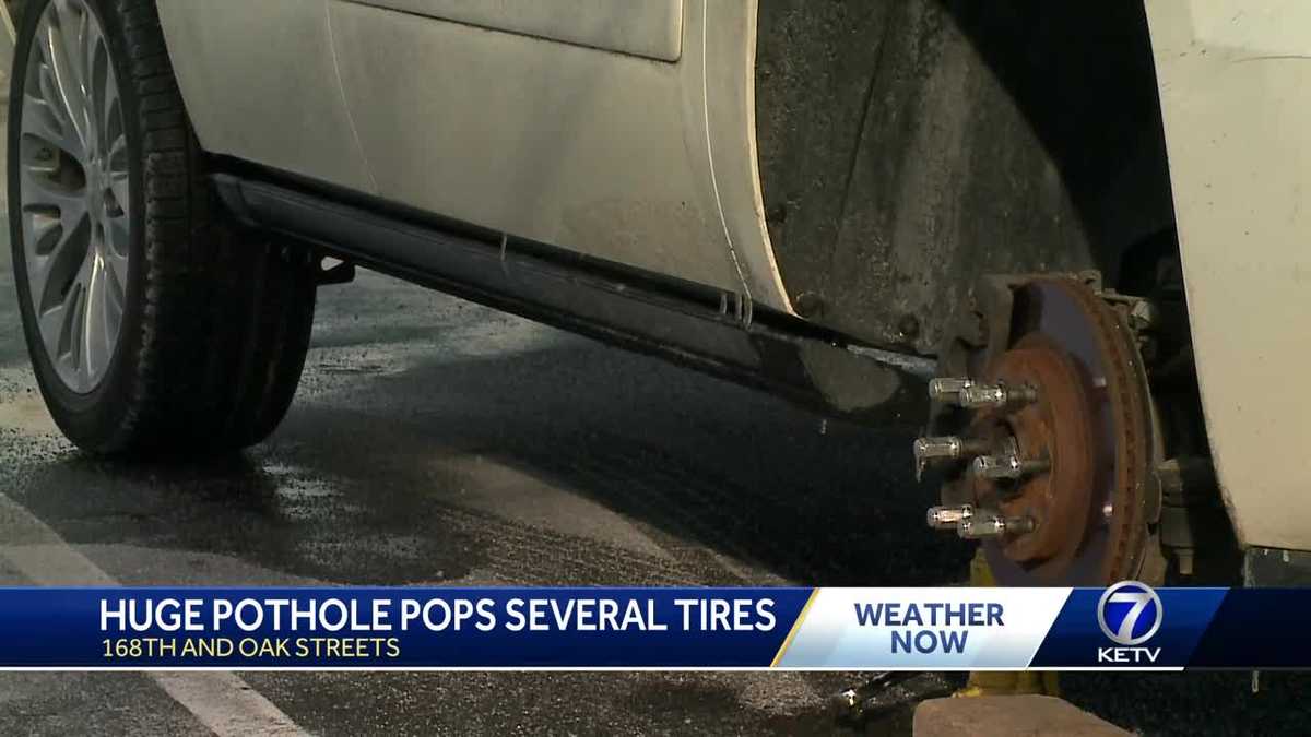 Huge pothole pops several tires