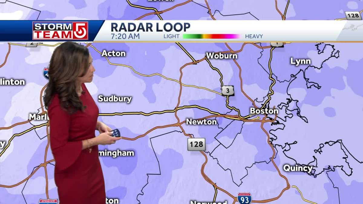 Video: Moderate snow moving through Boston