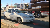 Video from scene where log smashes through windshield on driver's side ...