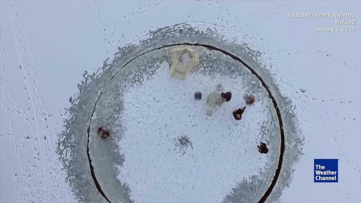 VIDEO: Man creates spinning ice carousel with chainsaw and motor