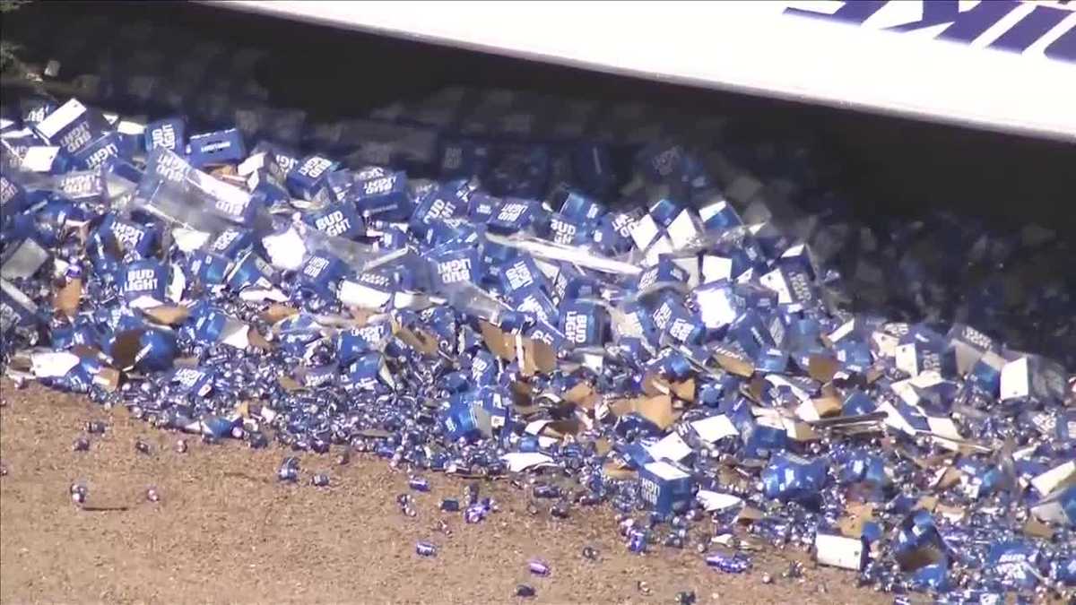 Truck flips, spills thousands of Bud Light cans on Arizona freeway