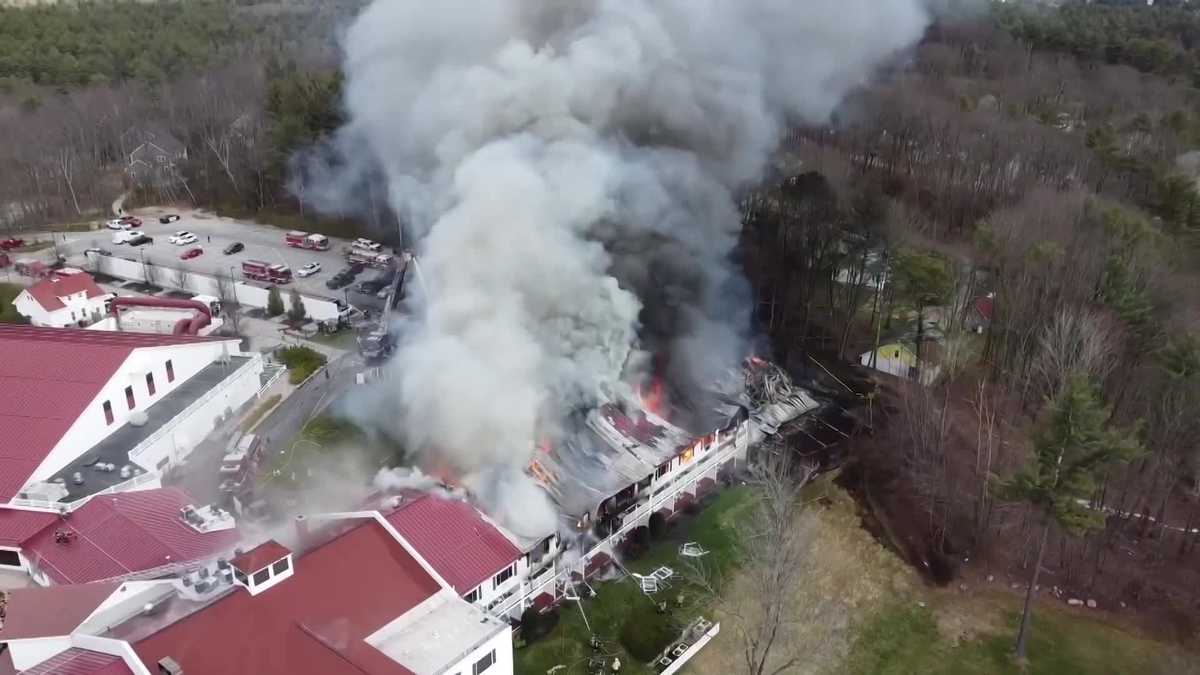 Drone captures major fire at Red Jacket Resort in North Conway, NH