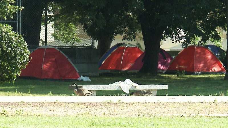 Homeless tent city appears outside Milwaukee County Courthouse