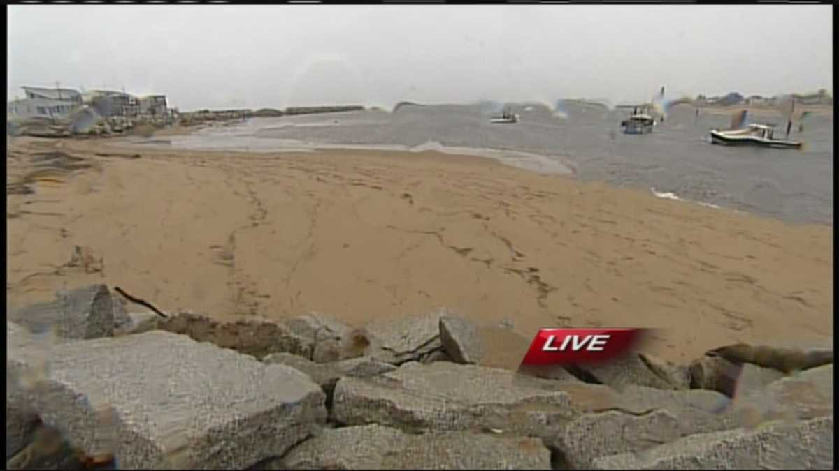 Residents watching the tide at Camp Ellis