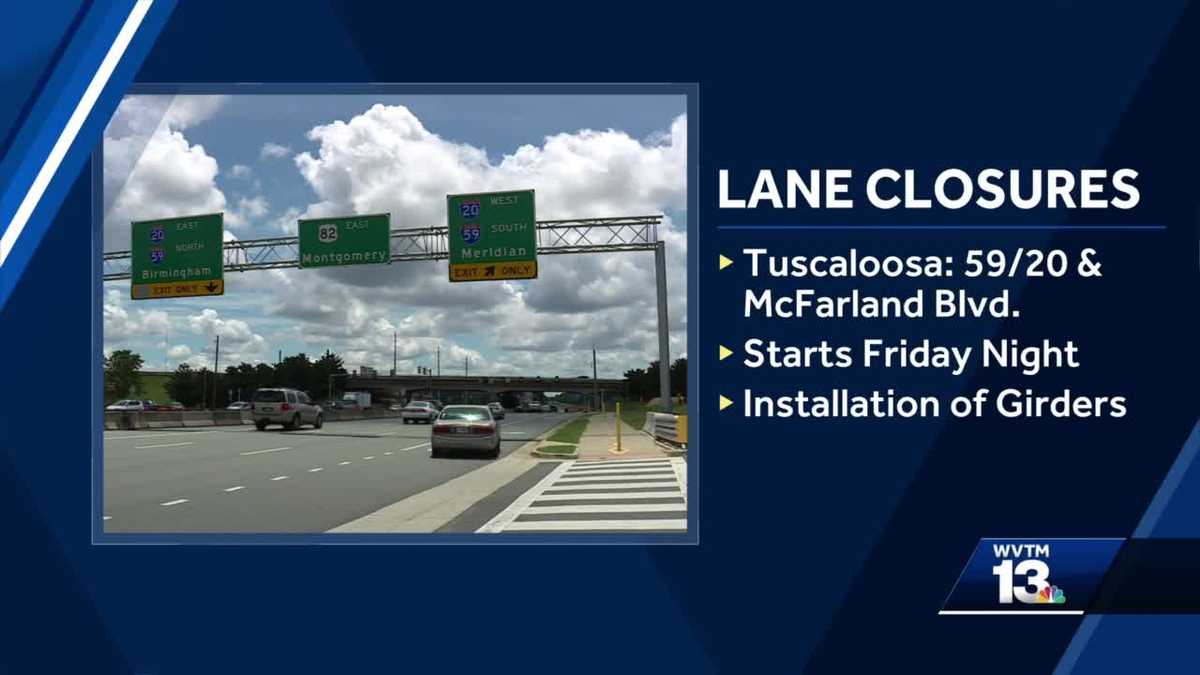 Road work, lane closures in Tuscaloosa this weekend