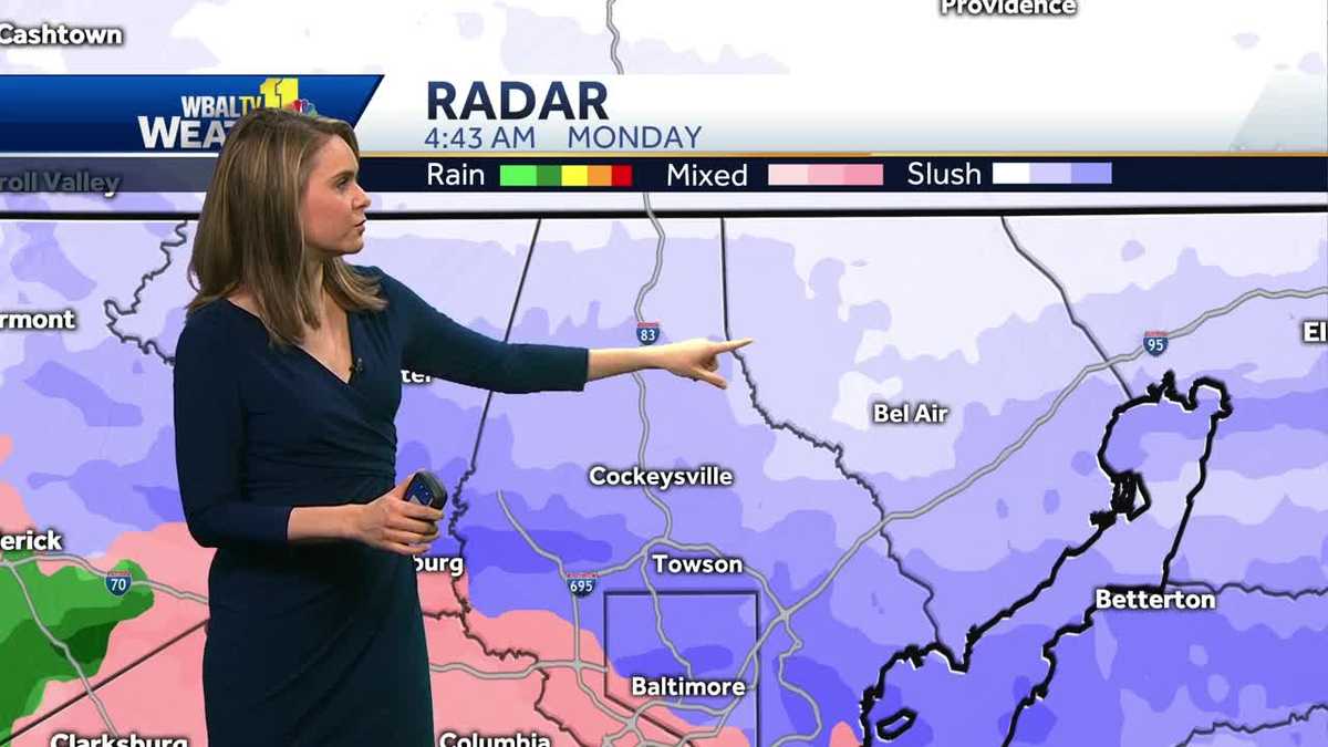 Wintry mix falls on Baltimore-Metro Monday morning