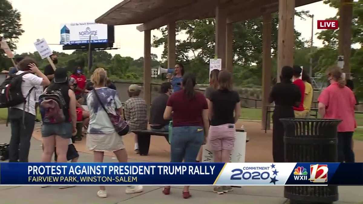People gather at Fairview Park to protest President Trump's campaign ...