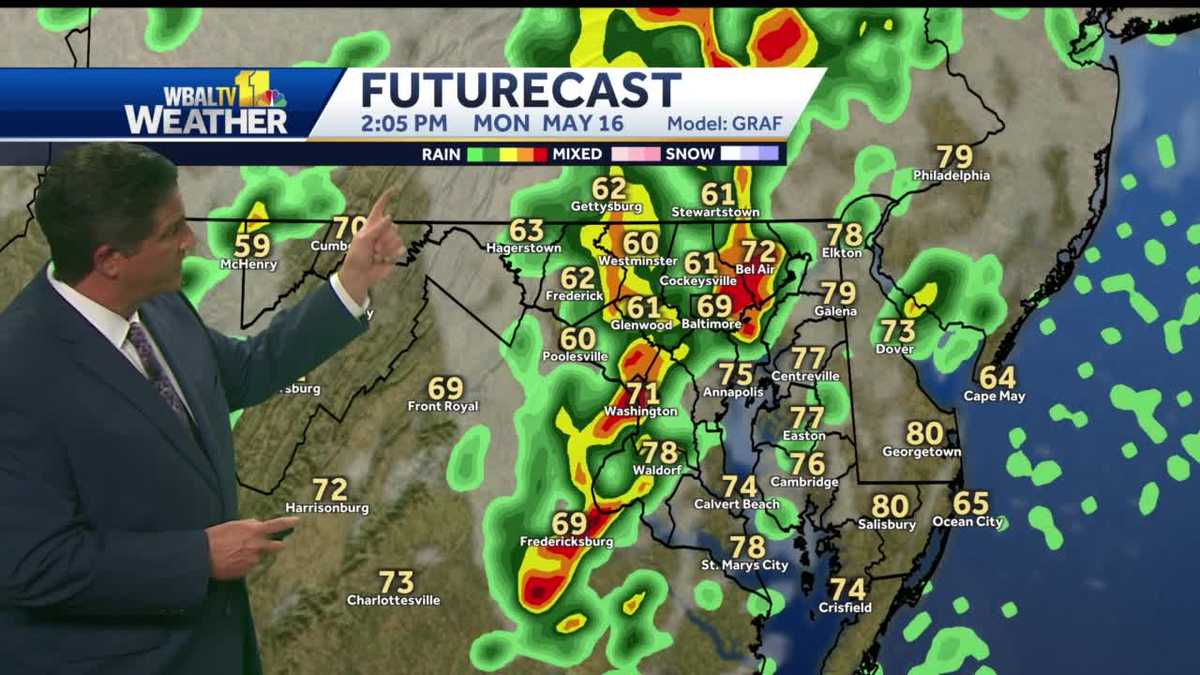 ⚠ Wind gusts over 50 mph, hail possible in Monday's storms
