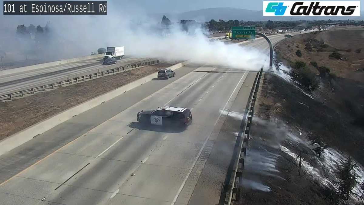 Highway 101 traffic impacted by fire, smoke in Monterey County