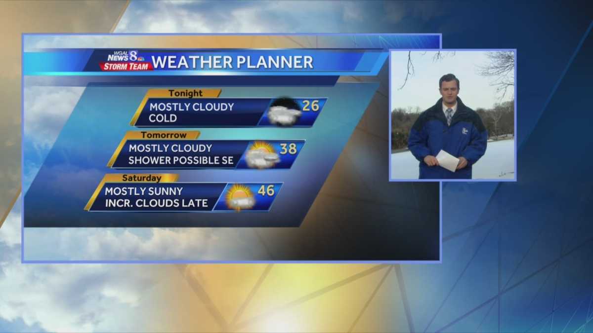 Tonight: Mostly cloudy, 26 degrees
