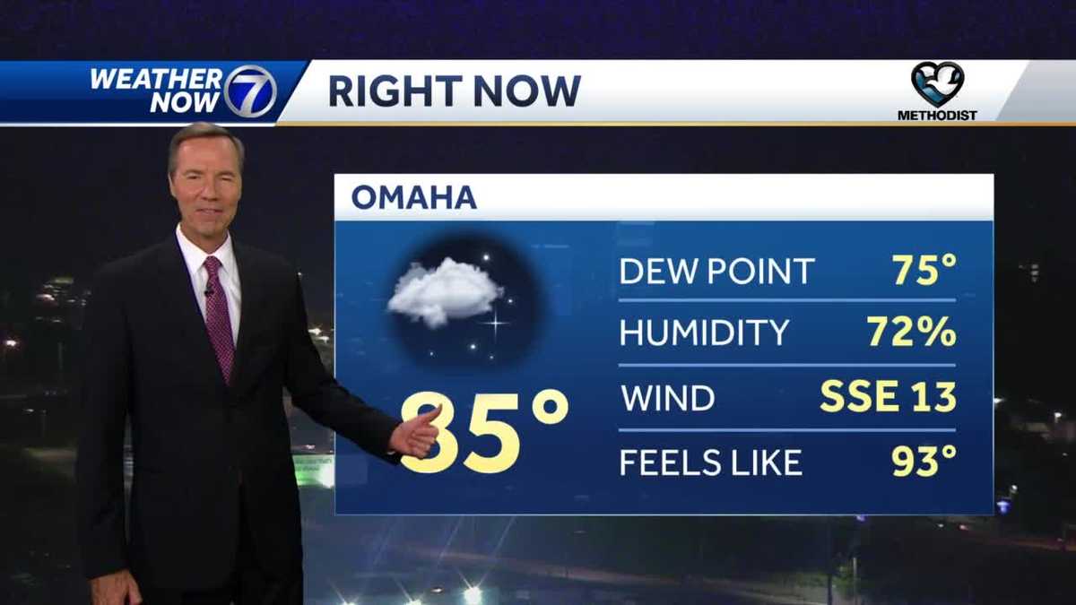 Sunday night August 28 Omaha weather forecast. Very warm