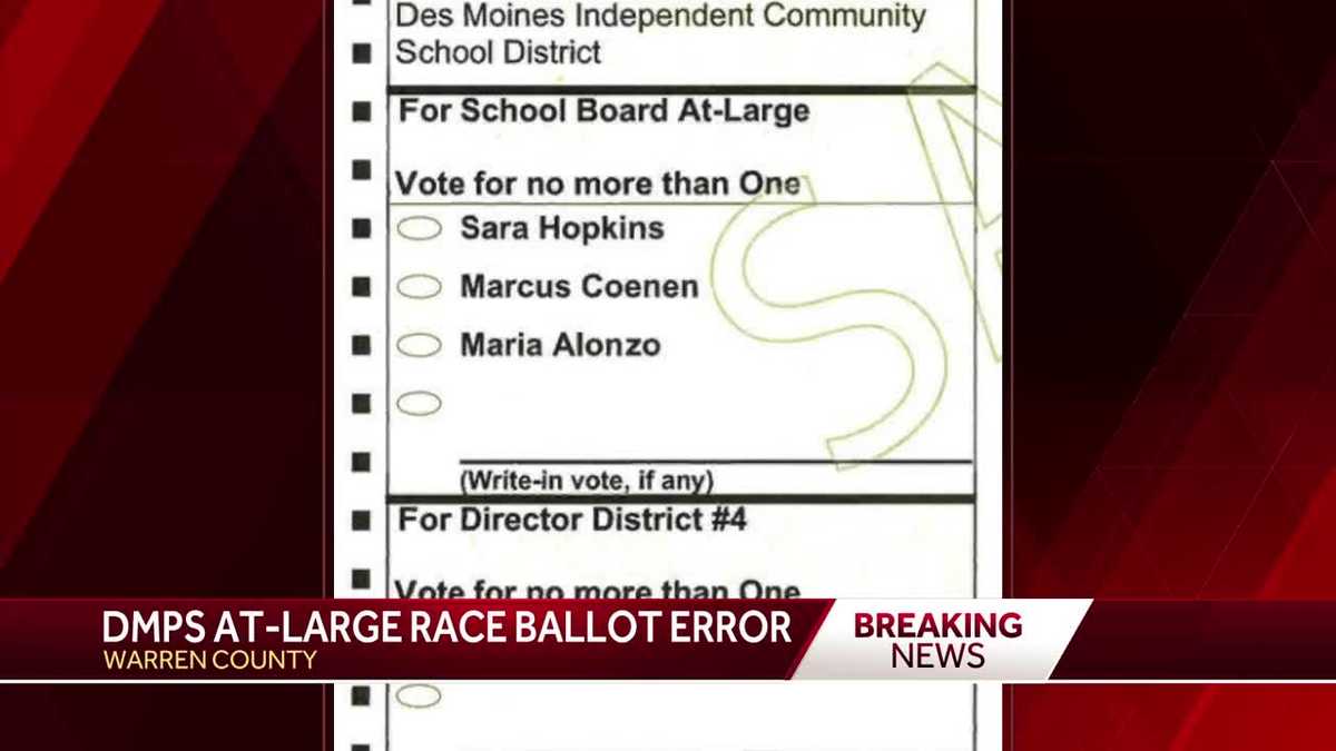 Iowa election: Error on ballots for Des Moines School Board at-large seats