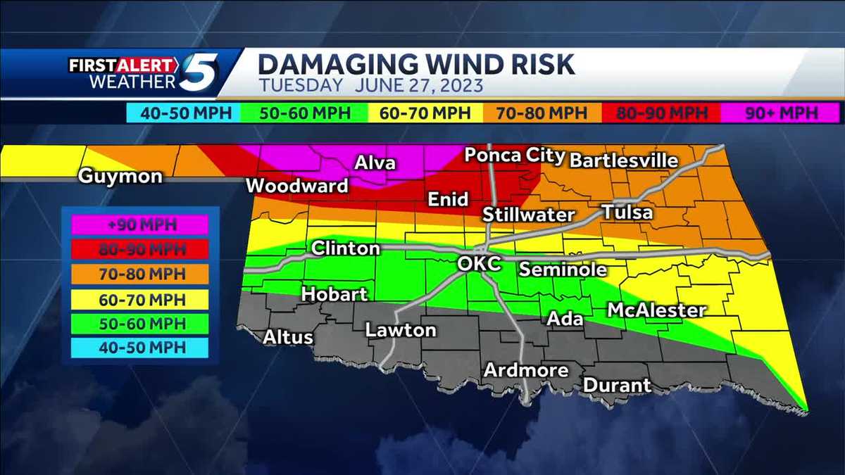 Severe storms with significant risk moving into Oklahoma Tuesday