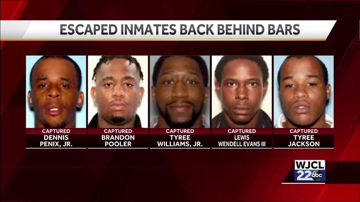 Georgia: 5 inmates with violent past recaptured after jail escape