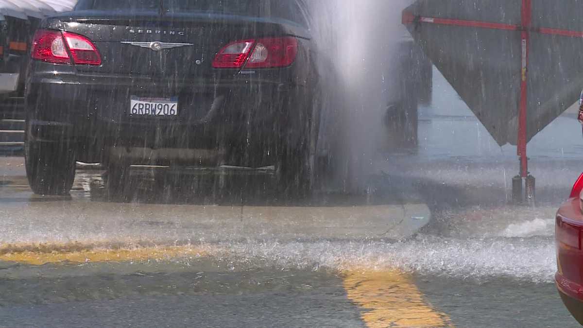Car Crashes Into Fire Hydrant In Salinas Sending Water 15 Feet Into