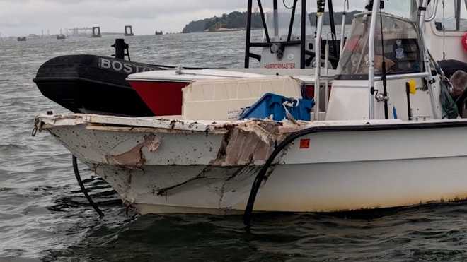 3 hurt after boat hits stanchion from demolished Boston bridge