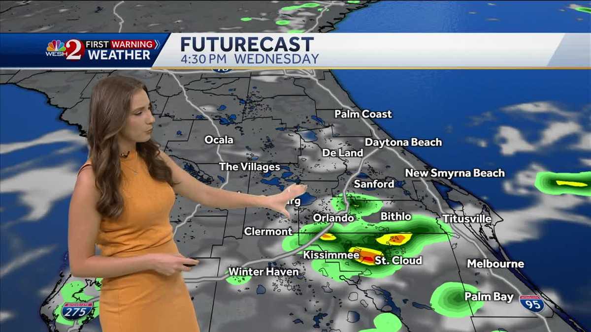 Scattered showers and storms work in Wednesday afternoon