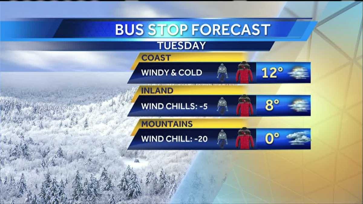 Bitterly cold bus stop forecast