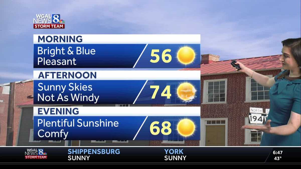 Pleasant Monday, showers and thunderstorms Tuesday night