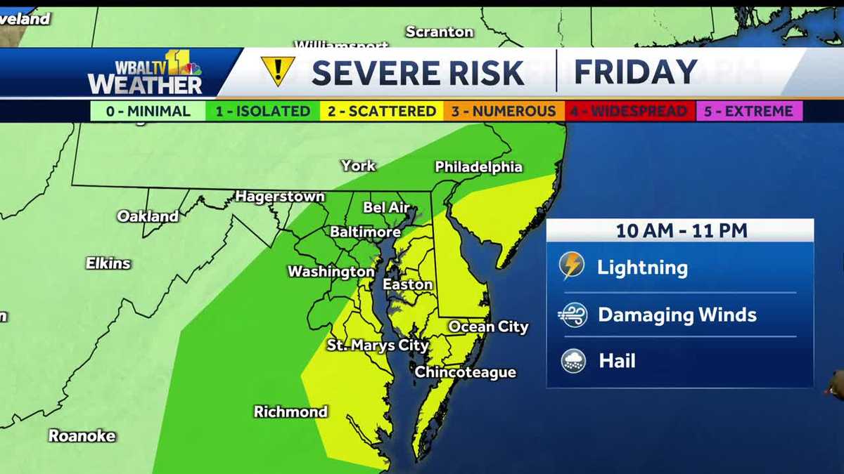 Slight risk for severe weather Friday as rain falls in Maryland