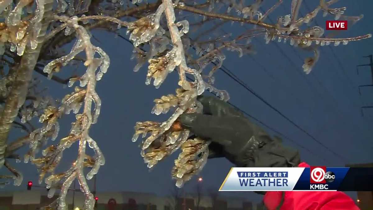 Ice coating roads, trees and power lines -- more snow to come