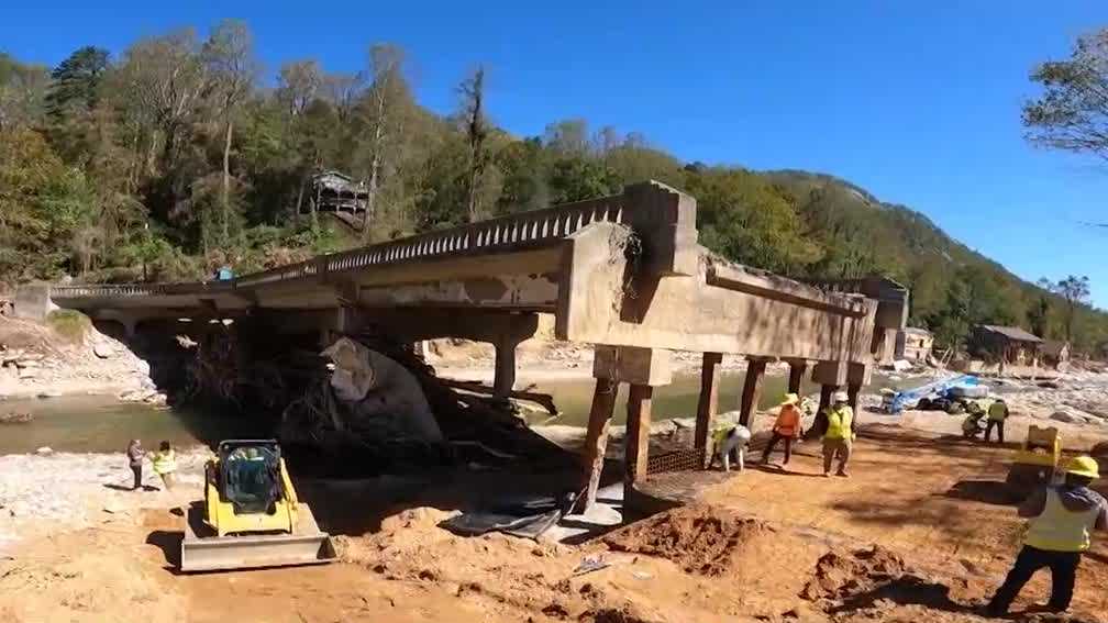 North Carolina: DOT repairing washed out roads, bridge in Bat Cave